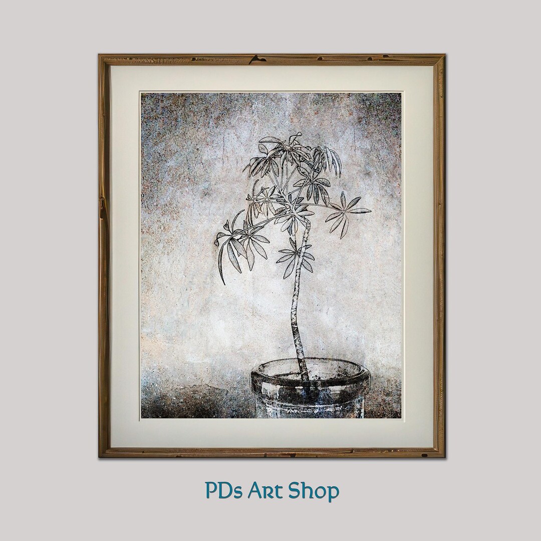Skinny Schefflera Still Life Art Print. Printable Wall Art, Watercolor ...