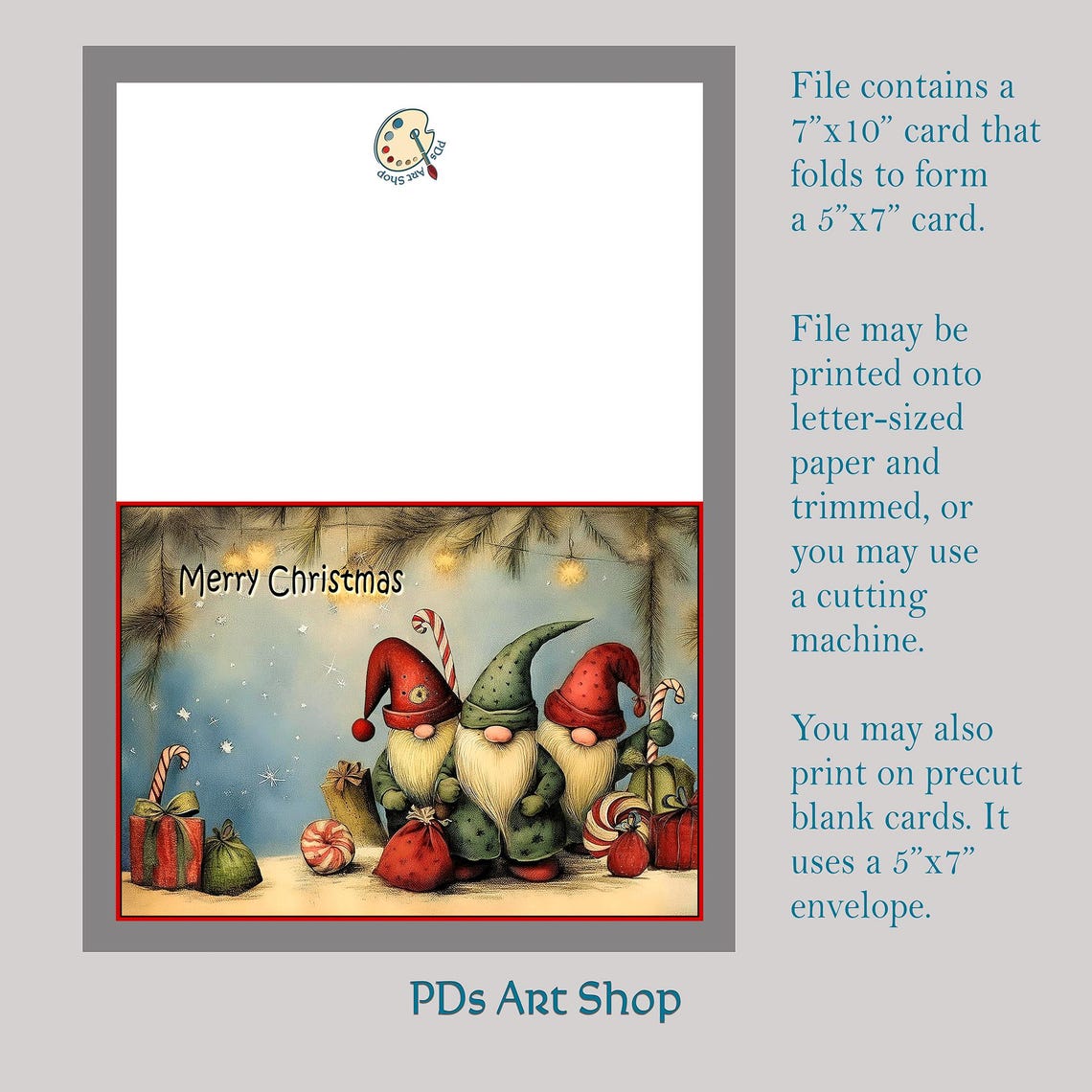 Elves Christmas Card, Printable Christmas Cards, Digital Download ...