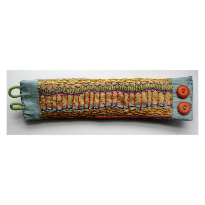 Hand Embroidered Multi-colored Cuff With Orange Buttons - Etsy