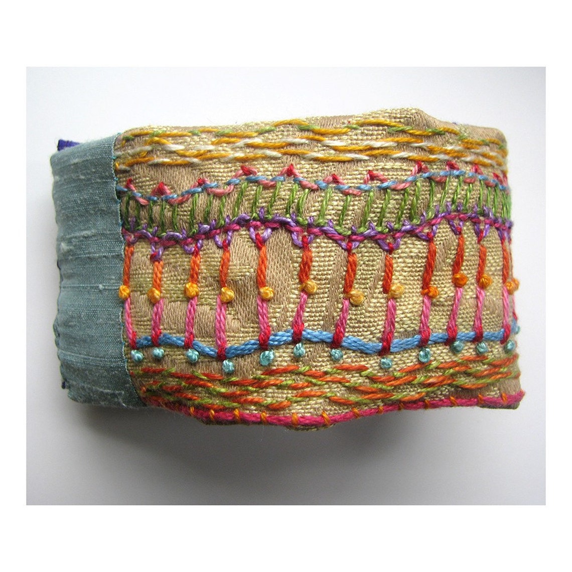 Hand Embroidered Multi-colored Cuff With Orange Buttons - Etsy