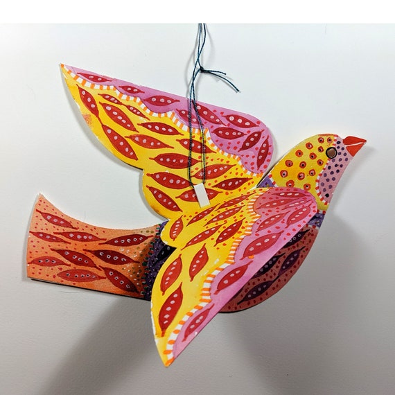 Large Hand Painted Paper Bird 7 X 10 Inches | Etsy