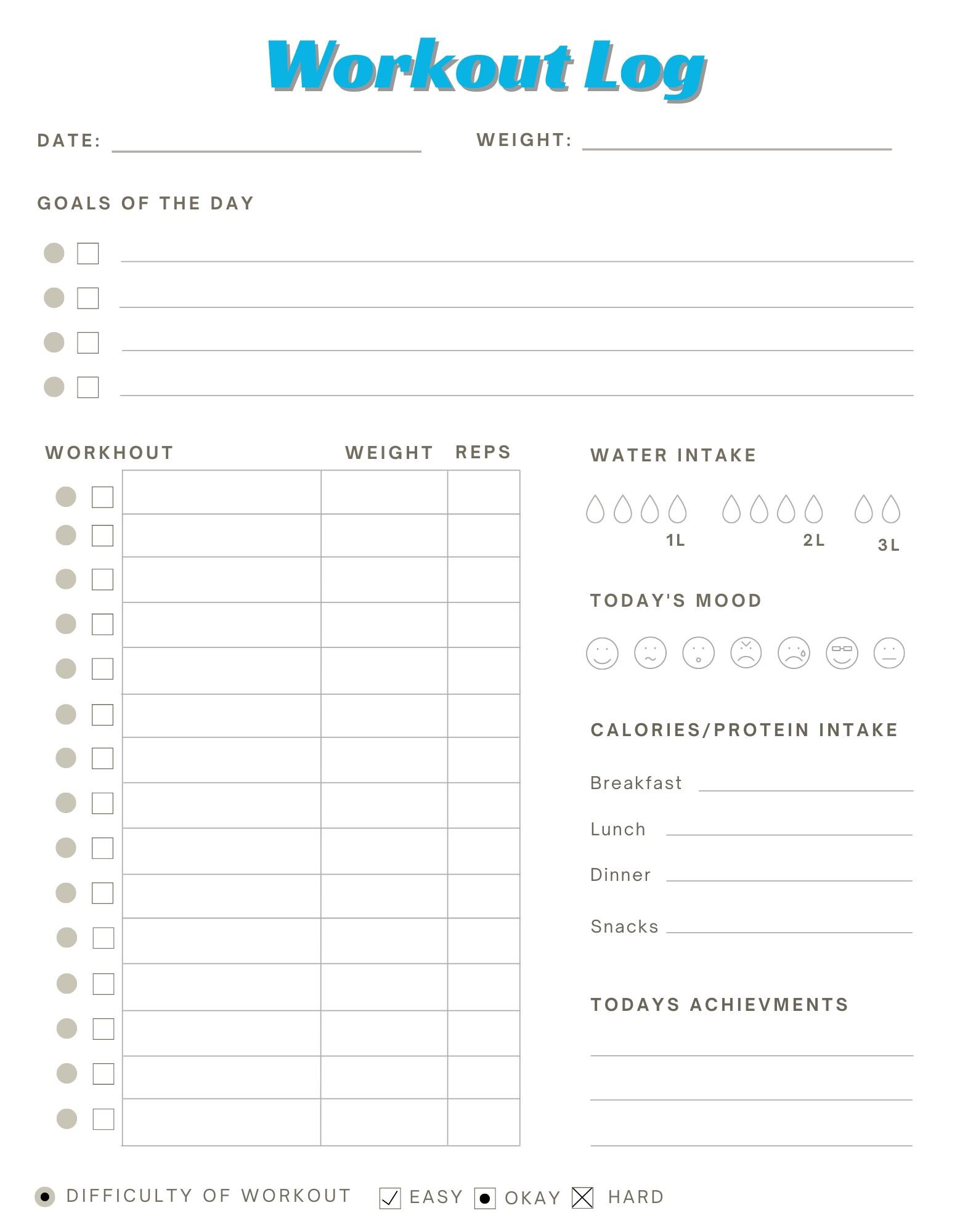 Workout Tracker Etsy
