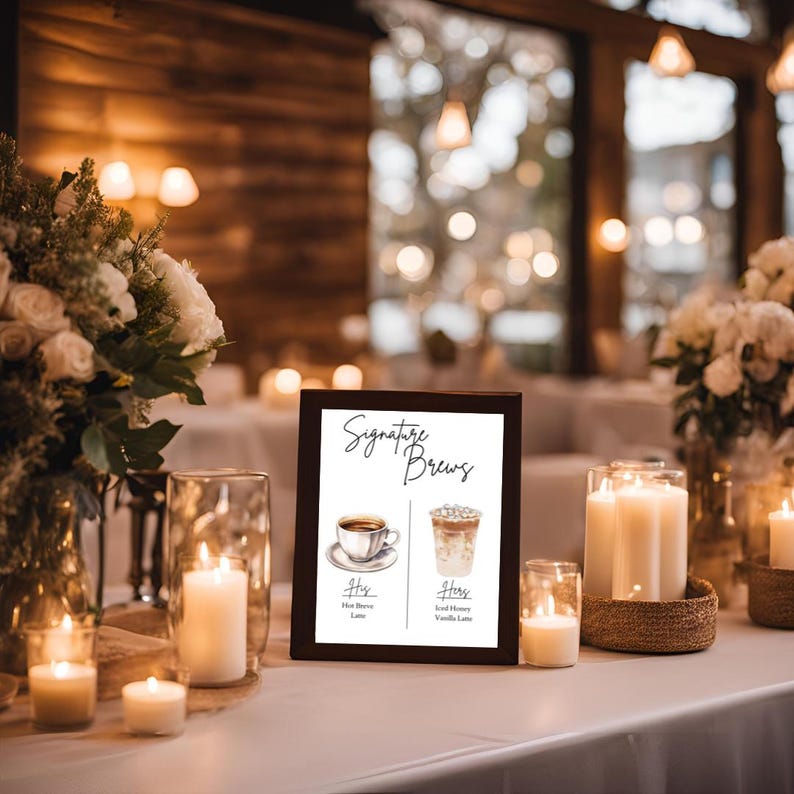 Coffee Bar Wedding Sign, Coffee Bar His and Hers Sign Template, Wedding ...