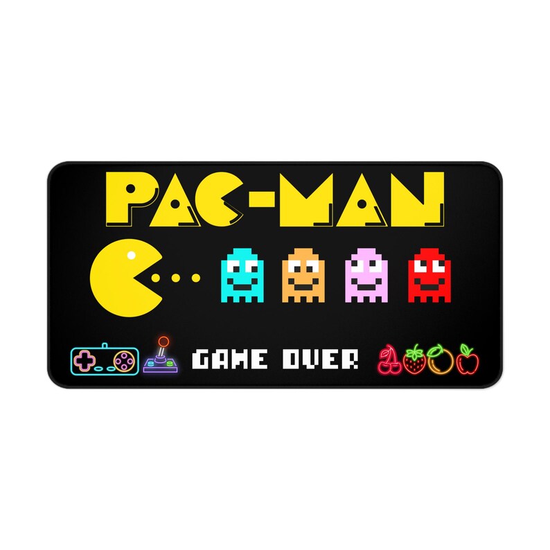 Pac-man Gaming Desk Mat, Pacman Mouse Pad, Retro Gamer Gift, Vintage ...