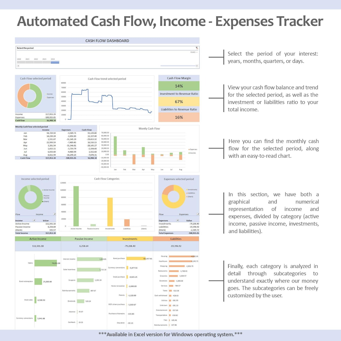 Automated Personal Finance Tracker Excel With Macro Income, Expenses ...