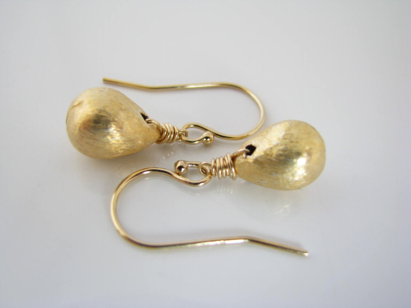 Gold Teardrop Earrings Gold Tear Drop Earrings Brushed Gold - Etsy