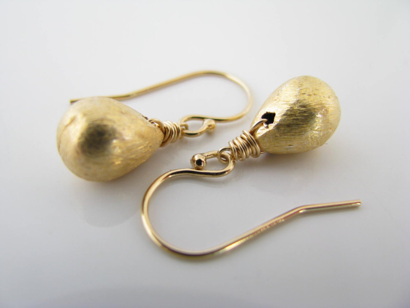 Gold Teardrop Earrings Gold Tear Drop Earrings Brushed Gold - Etsy