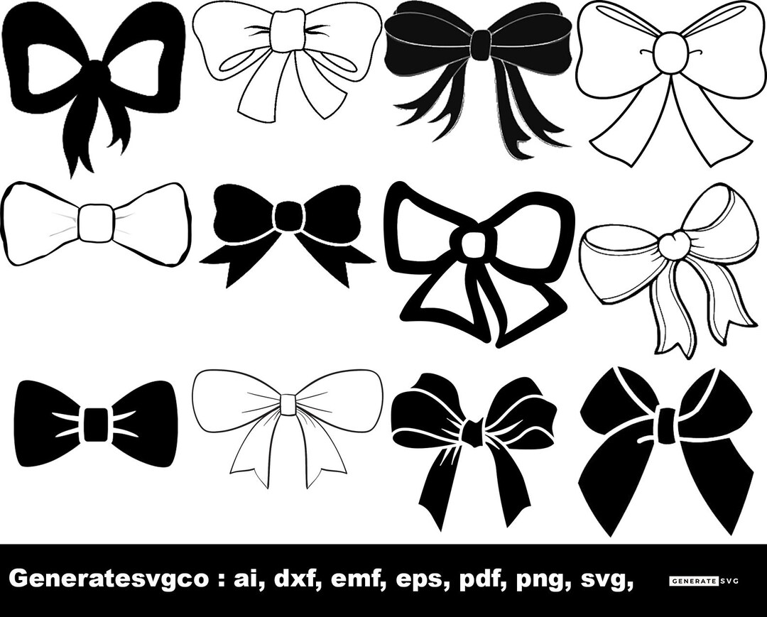 Bows Svg Bundle, Bow Svg File, Bow Cut Files, Bow Laser Template ...