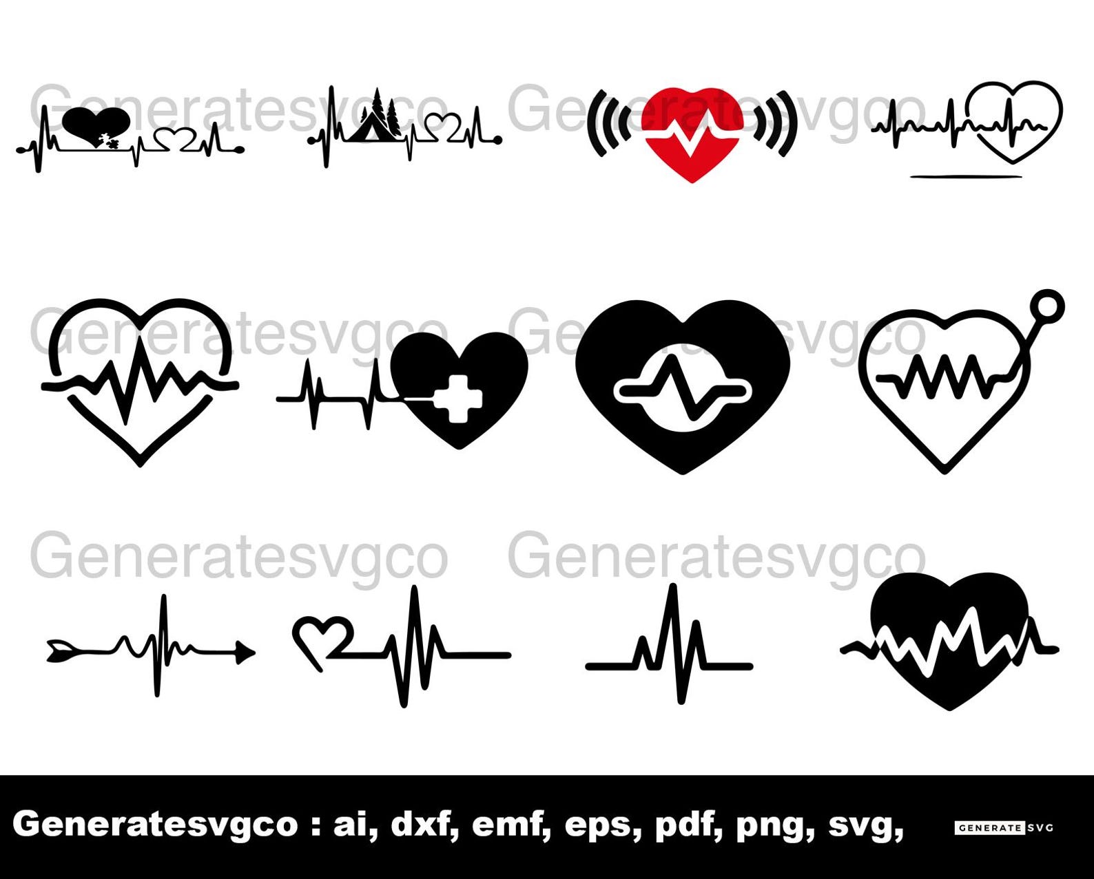 Heart Beat SVG, Heartbeat Valentine's SVG, Heart Rate SVG, Heart Beat ...