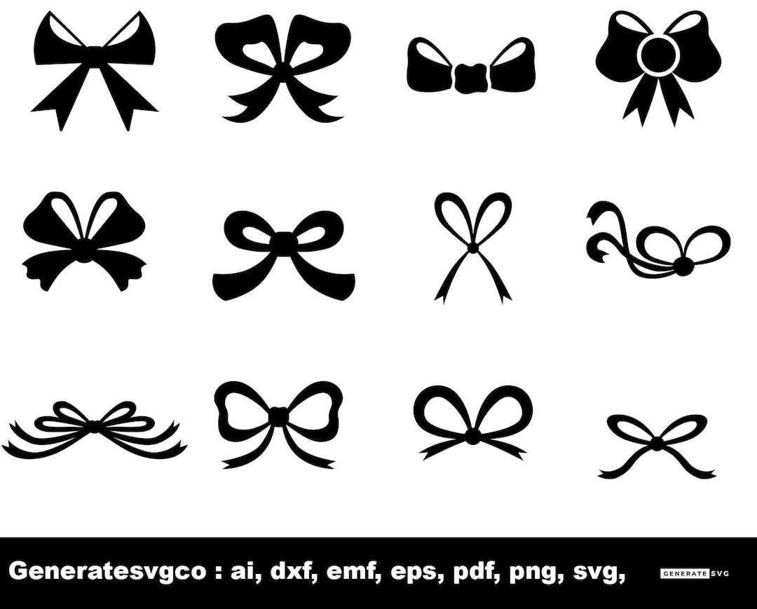 Bows Svg Bundle, Bow Svg File, Bow Cut Files, Bow Laser Template ...
