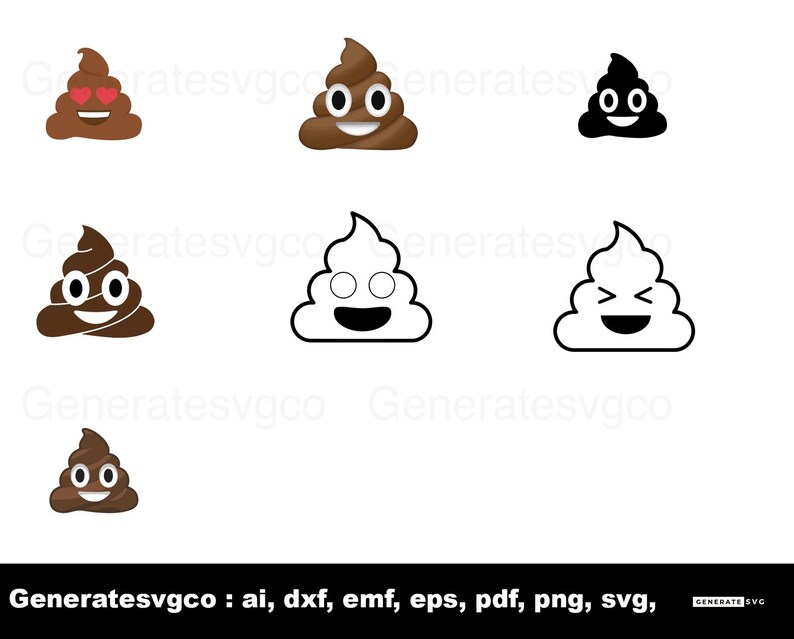 Cute Poop Svg,poop Emoji Svg Bundle,toilet,shirt,dxf,layered,kawaii ...