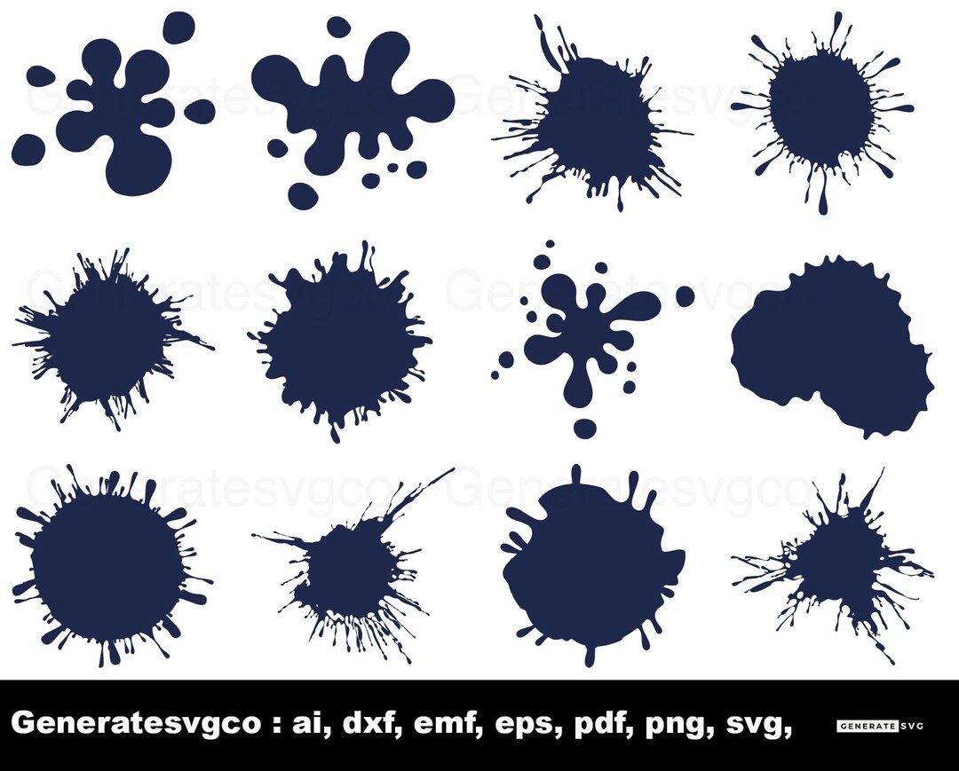 Ink Splatter Vector Clipart Set 2/ Outline & Stamp Graphic / Paint Drop ...
