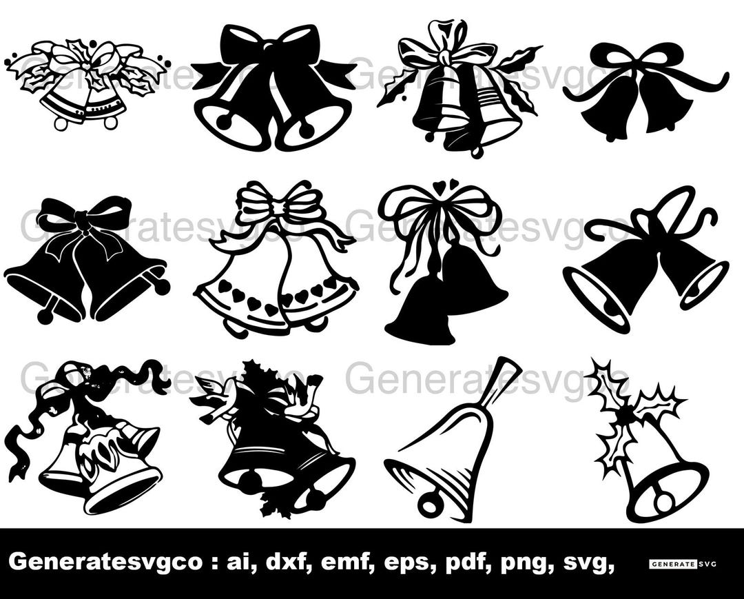 Christmas Bells Svg Bundle, Bells Svg, Bells Png, Bells Laser Cut ...