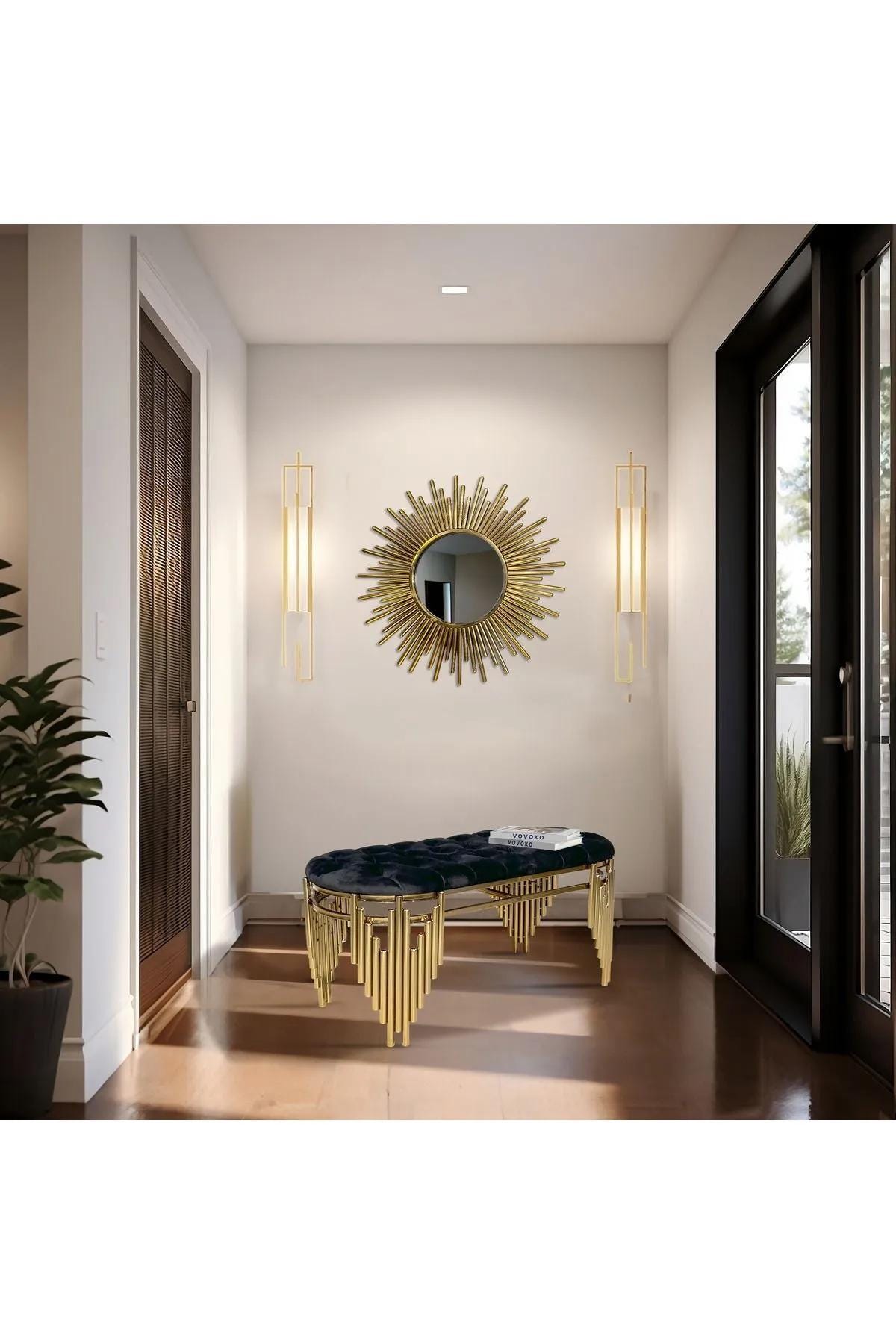 Gold Bench and Sunburst Mirror Set - Etsy