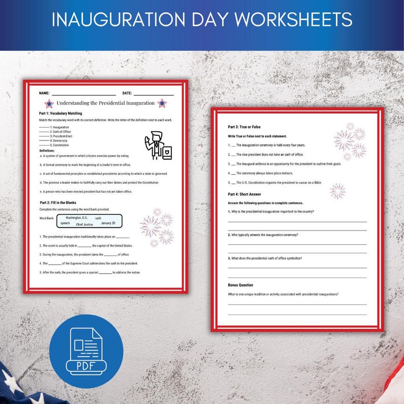 Presidential Inauguration Worksheet | Patriotic Inauguration Day 2025 ...