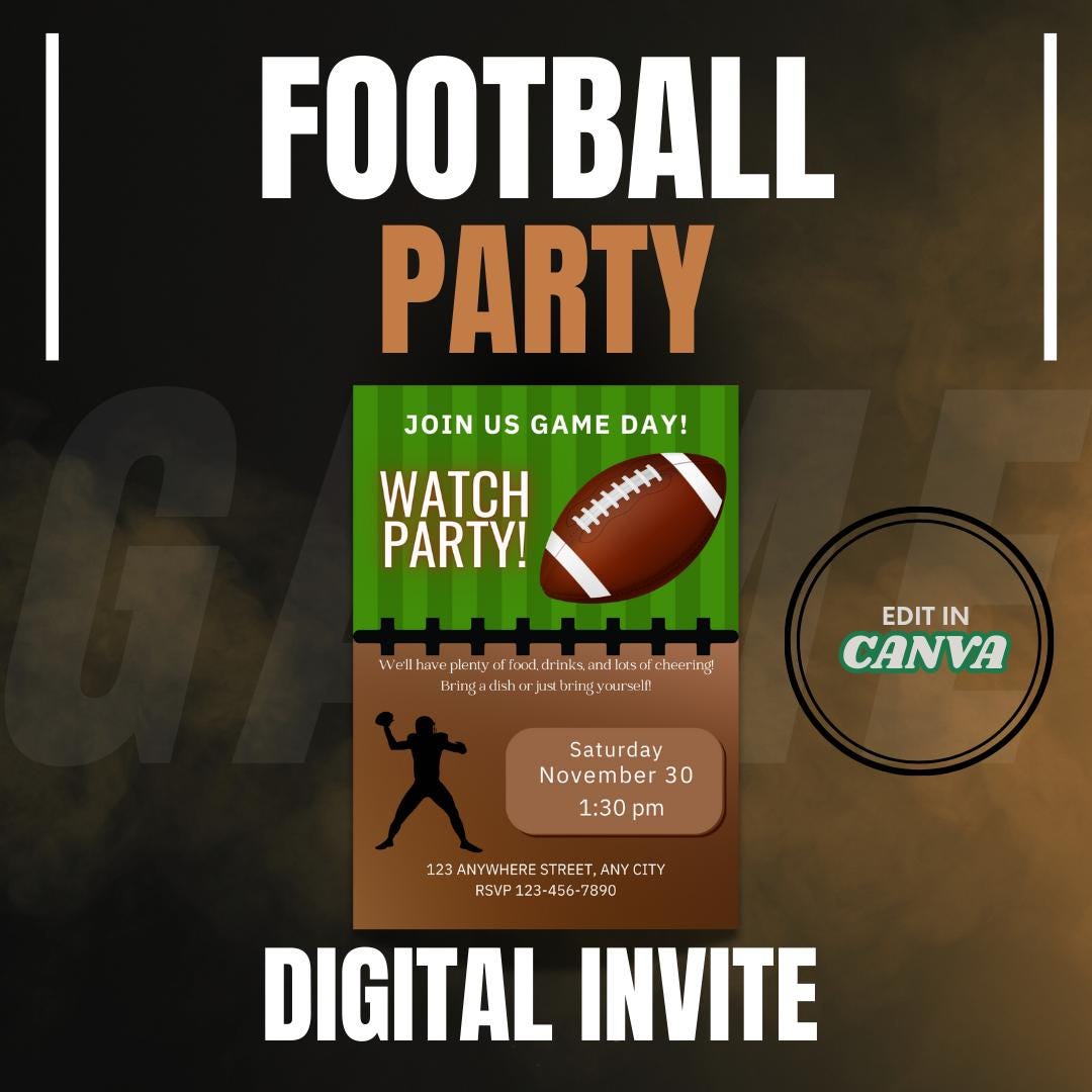 Football Party Digital Invitation - Etsy