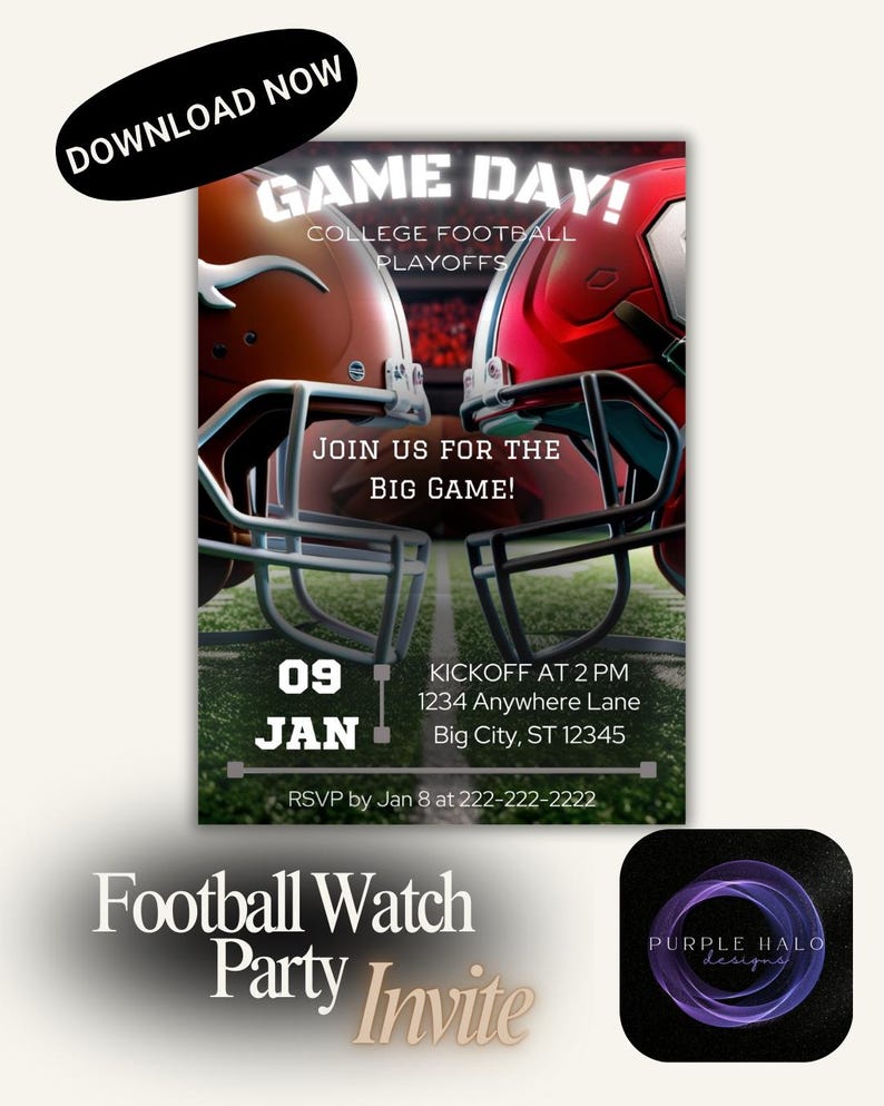 Game Day Football Watch Party Invitation – 5 X 7 Editable Canva ...