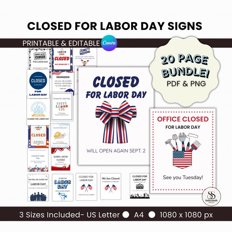 Closed on Labor Day Holiday Sign - Etsy