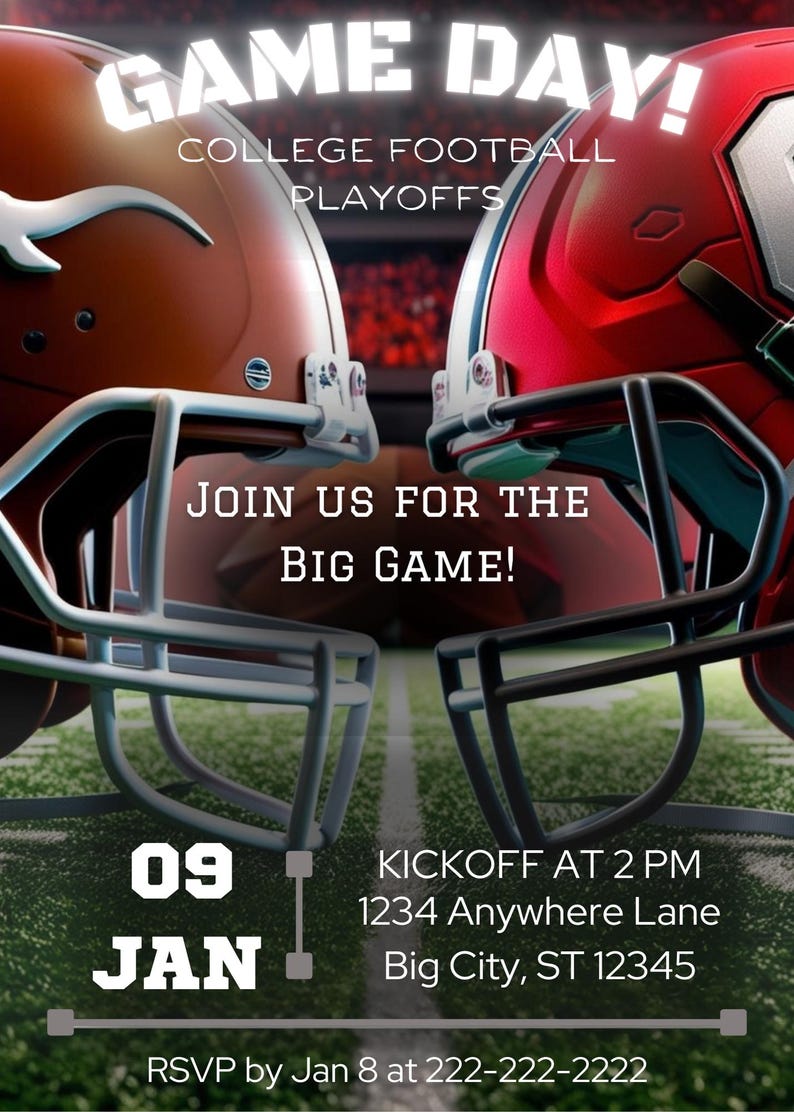 Game Day Football Watch Party Invitation – 5 X 7 Editable Canva ...