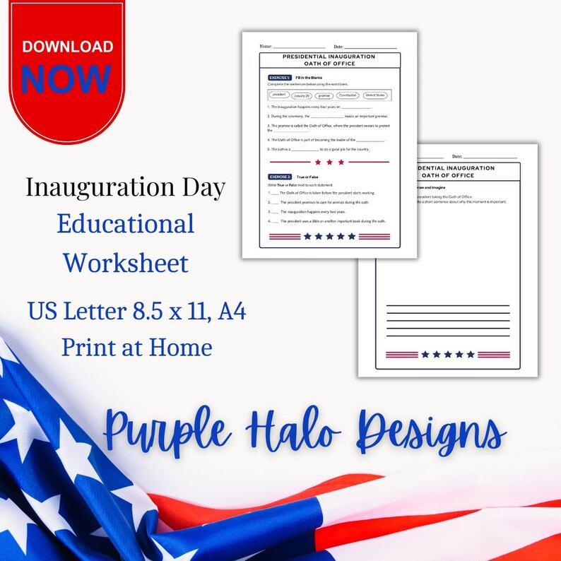 President Oath of Office Worksheet | Patriotic 2025 American ...