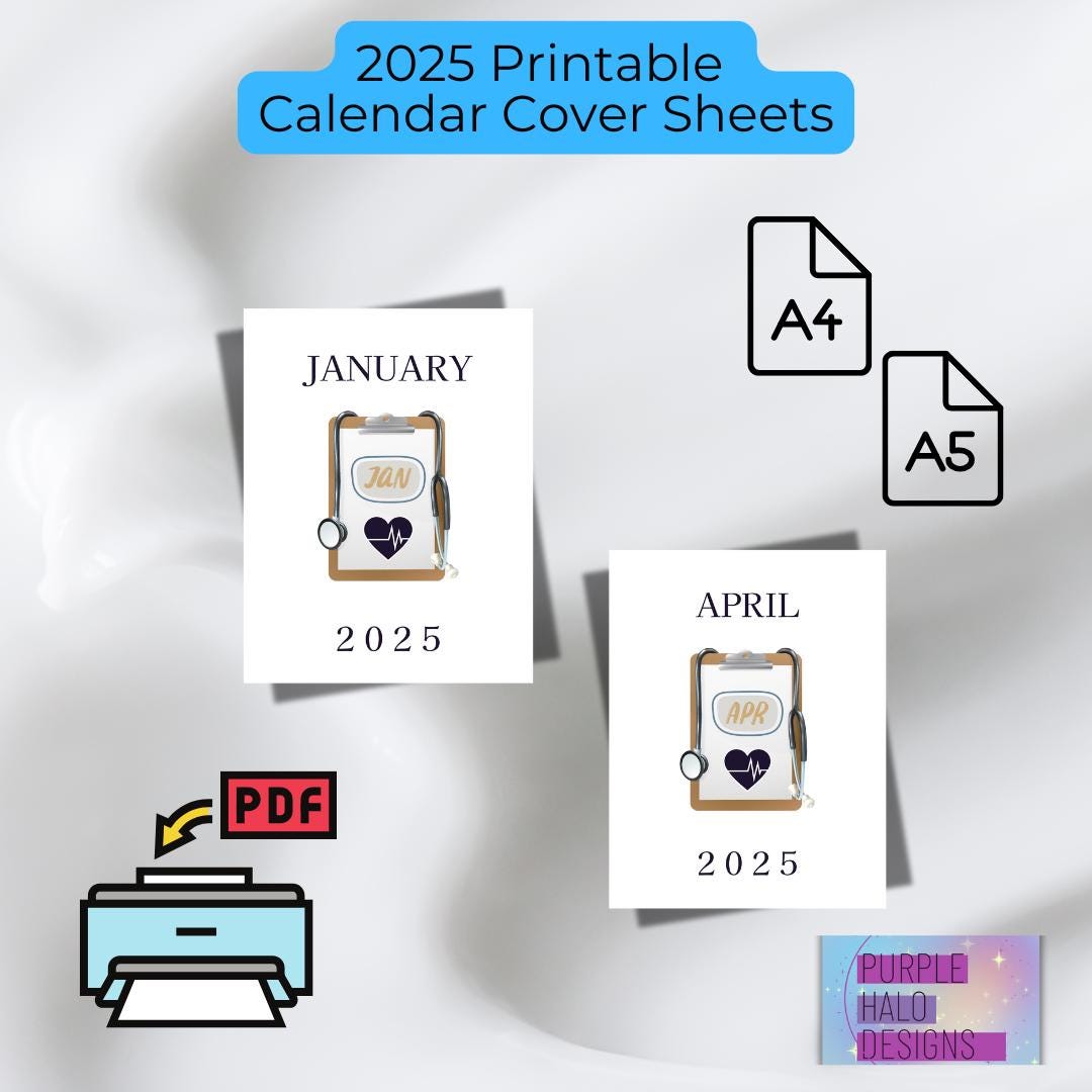 Medical Planner Covers Printable Calendar Pages 12 Months Printable A4 ...