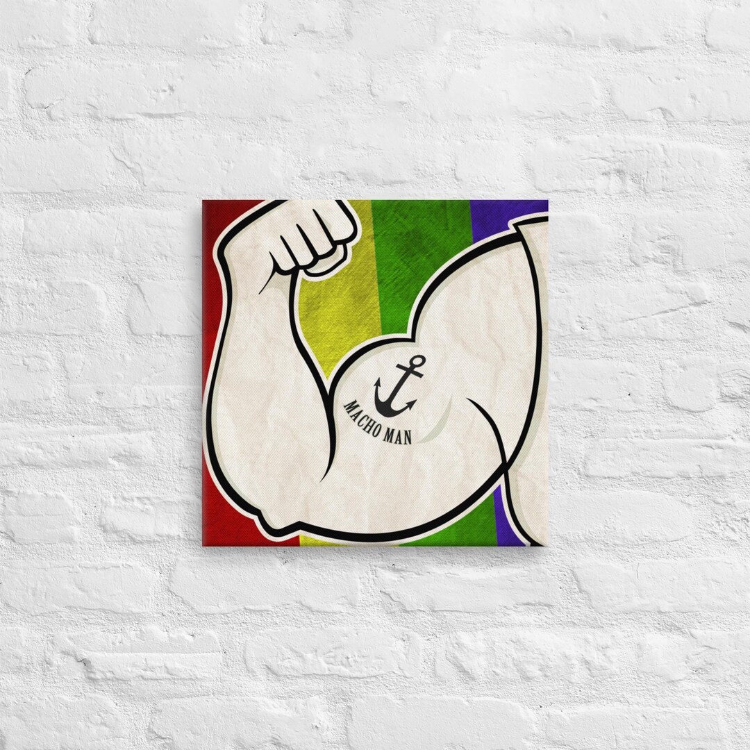 Macho Man Canvas Wall Art – Retro Pop Culture Artwork for Man Cave ...