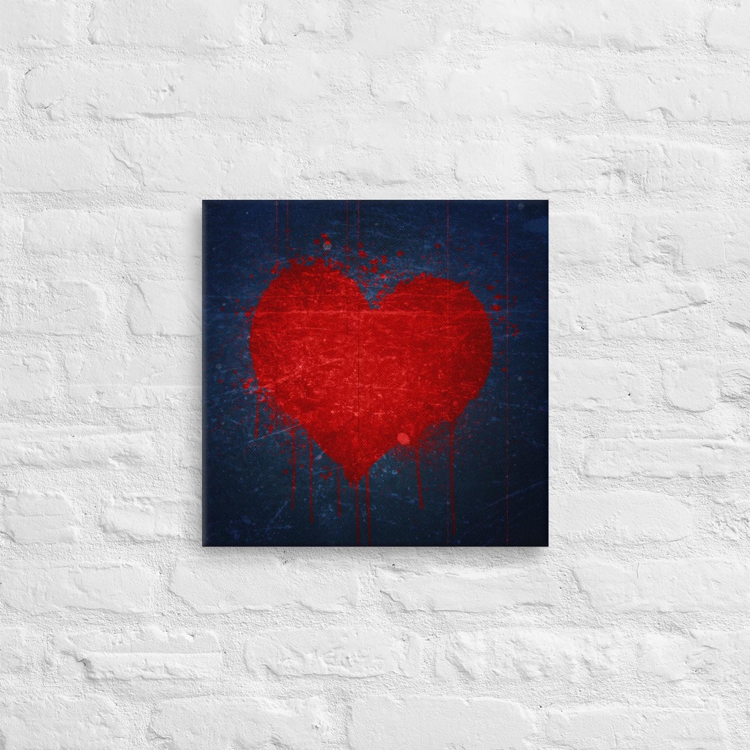 Bleeding Heart Canvas - Red Heart Wall Art, Emotional Abstract Painting ...