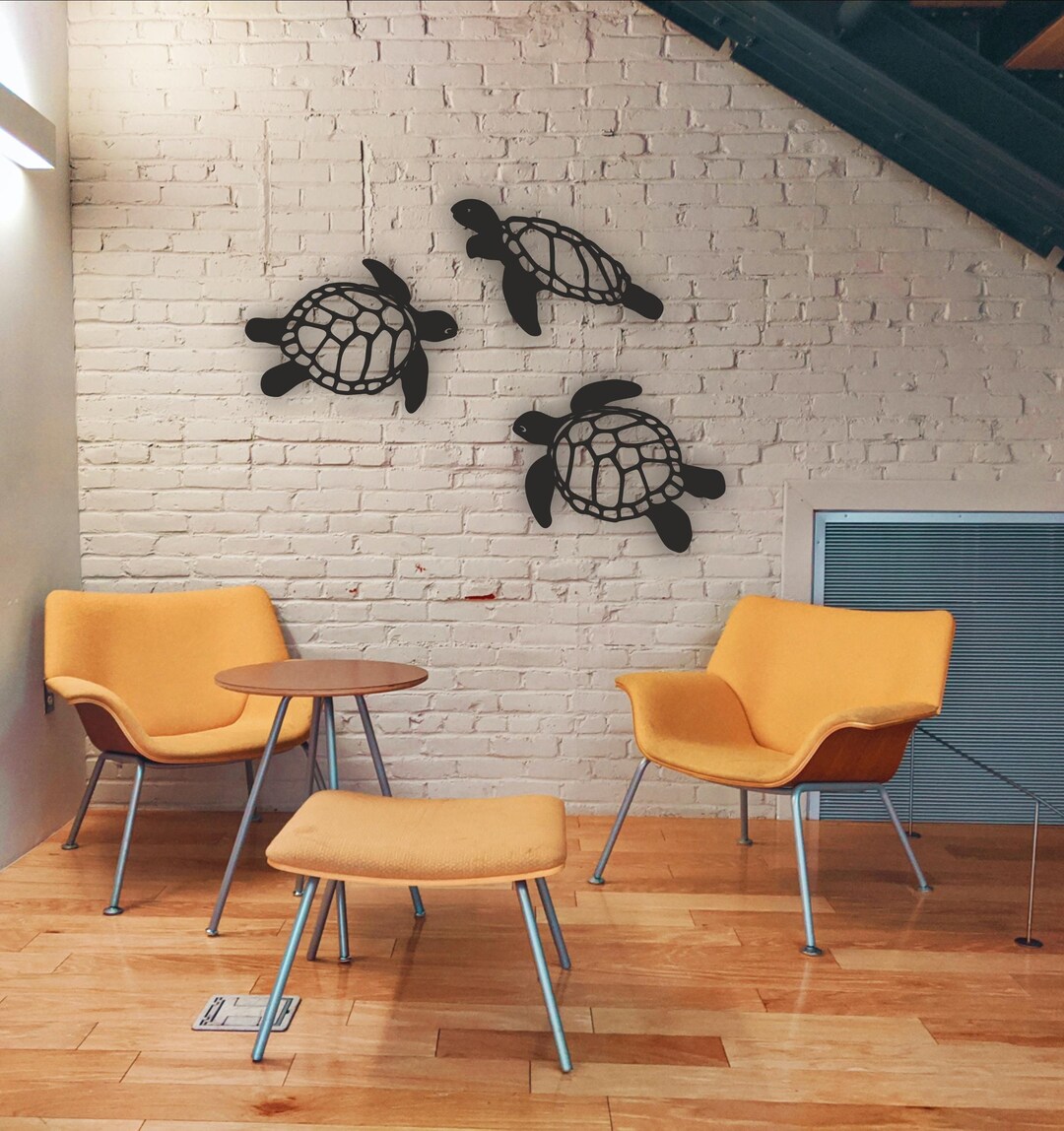 Metal Turtle Wall Art: Stainless Steel Modern Decor - Etsy