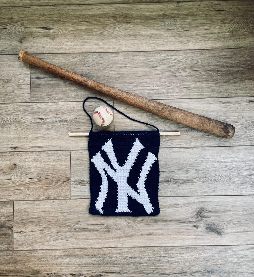 Crochet Pattern | Right-handed Pattern | NY Yankee Wall Hanging ...