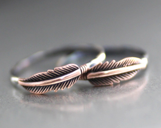 Feather Ring, Hipster Ring, Stack Ring, Stack Band, Sterling Silver ...