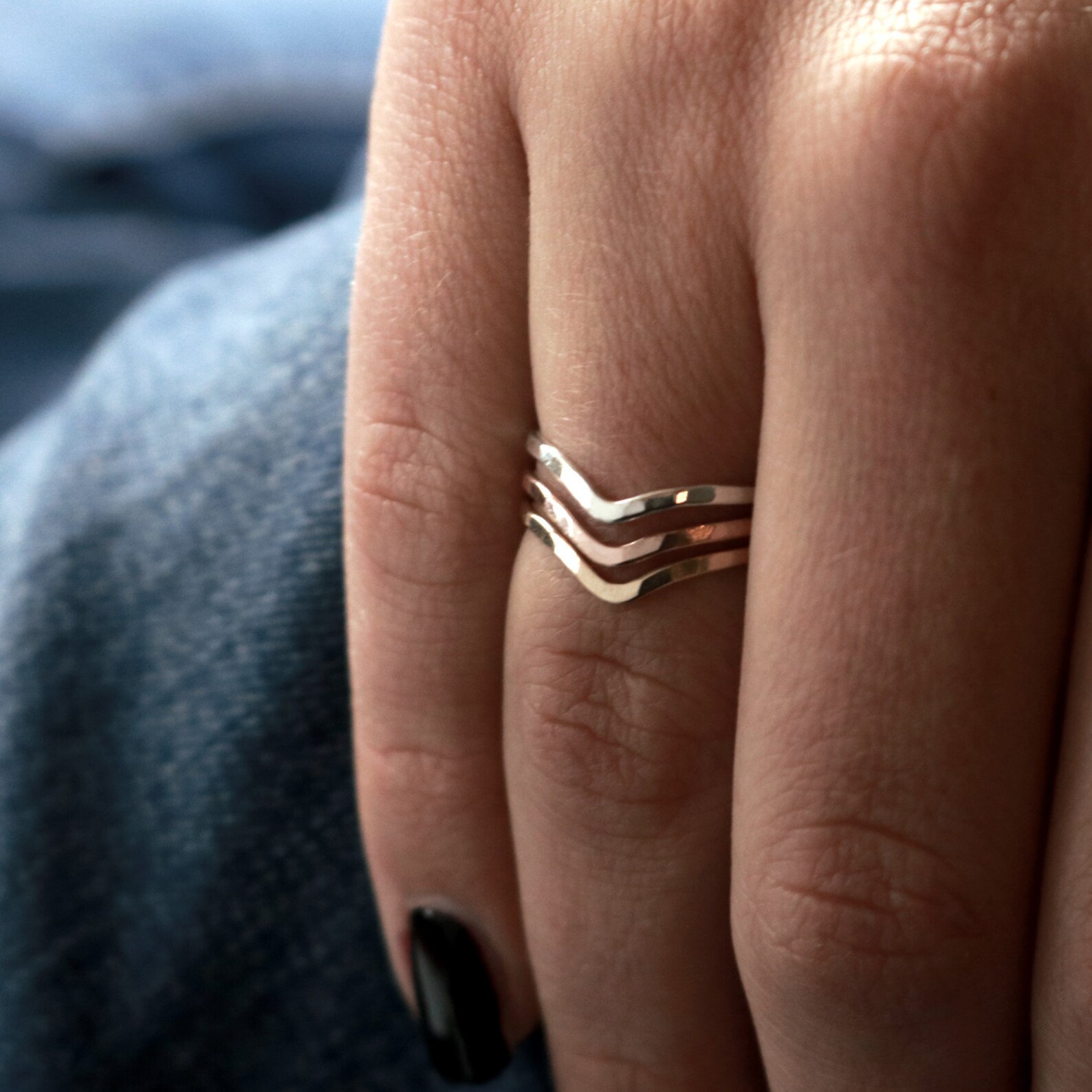 Gold Chevron Ring Gold Stack Ring Rose Gold Stack Ring | Etsy