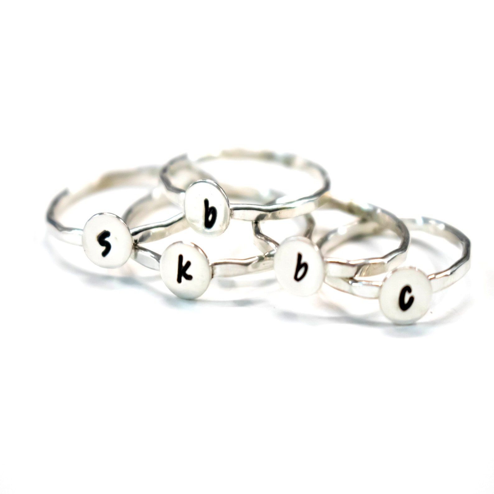 Petite Initial Ring Custom Stack Ring Personalized Initial | Etsy