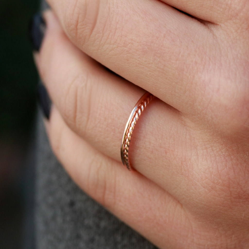Rose Gold Stack Rings Womens Stack Rings Rope Ring Rose | Etsy