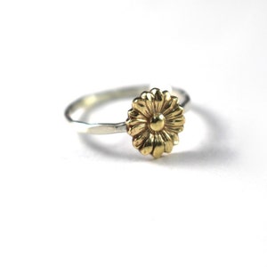 Sunflower Ring, Flower Stack Ring, Flower Ring, Silver Stack Ring, Sunflower Stack Ring - Etsy