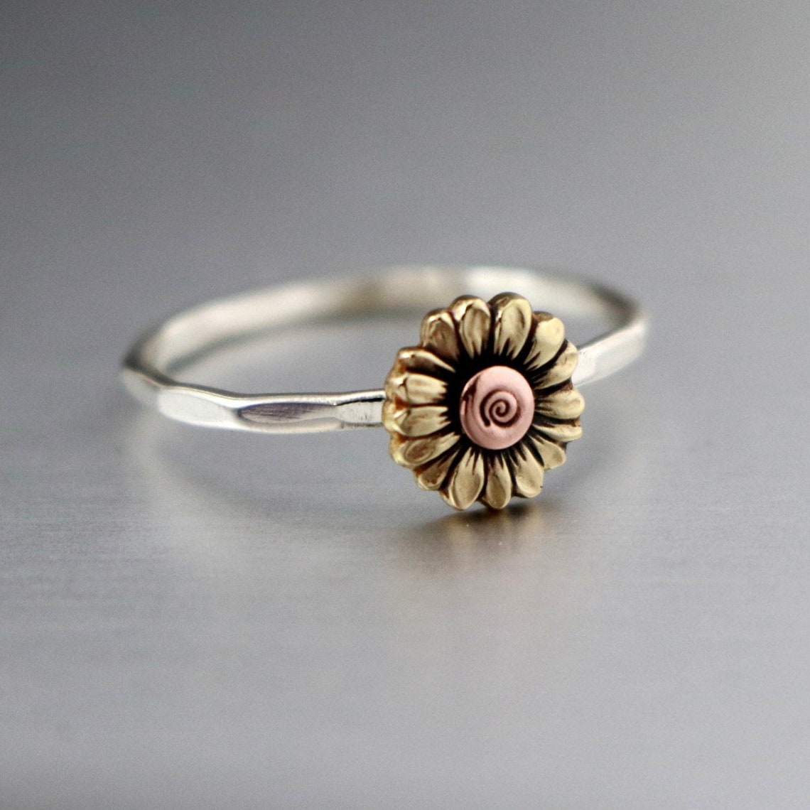 Sunflower Ring Stack Ring Flower Stack Ring Flower Ring - Etsy