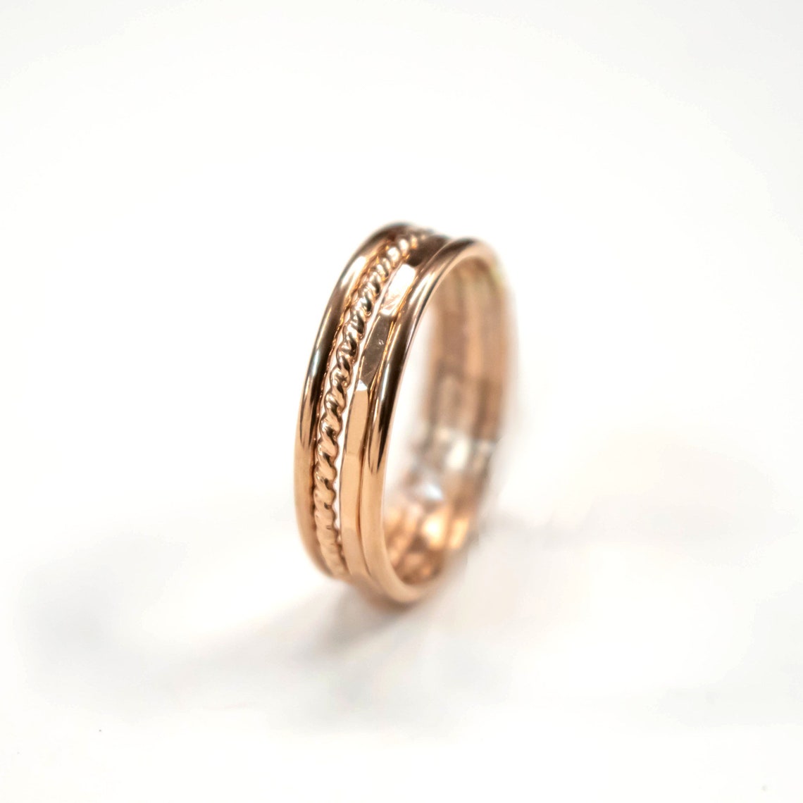 Rose Gold Stack Rings Set of 4 Rings. Hammered Rose Gold | Etsy