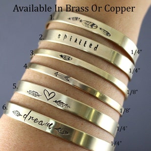 Personalized Cuff, Custom Brass Cuff, Copper Cuff, Choice of 1 ...