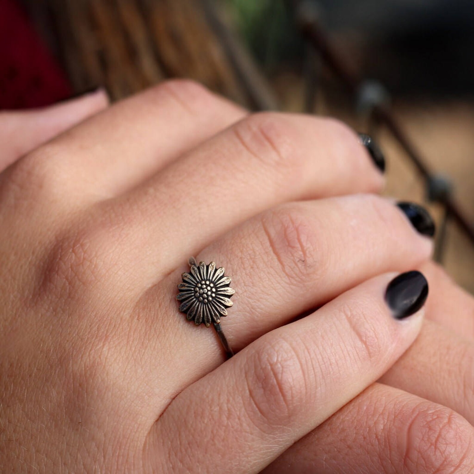 Rustic Boho Flower Ring Hipster Flower Ring Sunflower Ring - Etsy