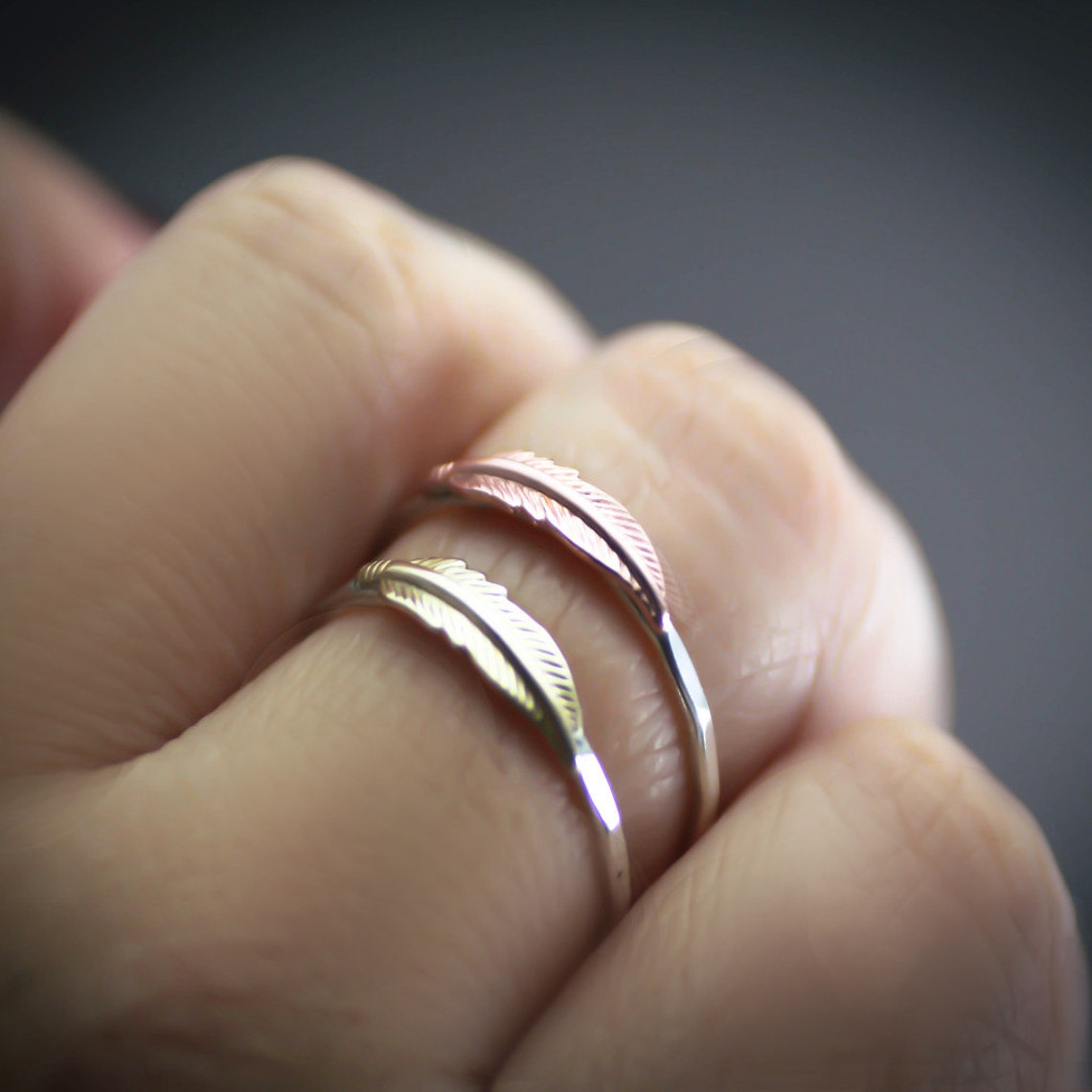 Feather Stack Ring Boho Feather Ring Sterling Ring Sterling - Etsy