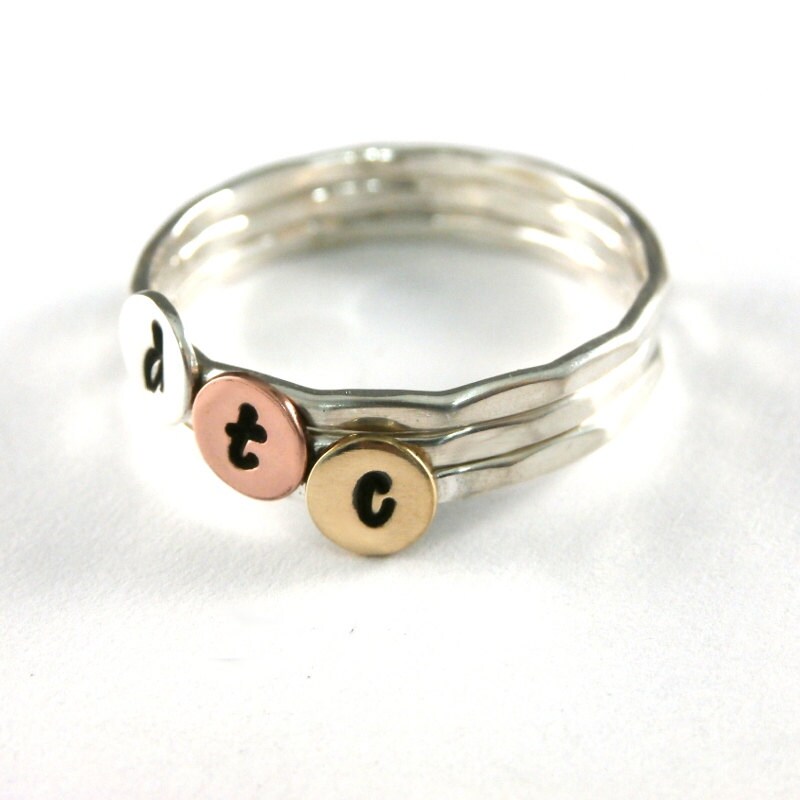 Initial Rings Stack Rings Silver Stack Rings Brass - Etsy