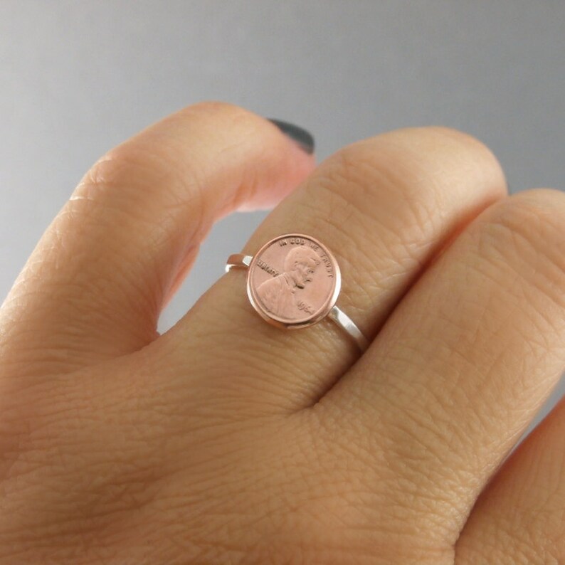 Penny Ring Lucky Penny Ring Copper Penny Penny Stack Ring - Etsy