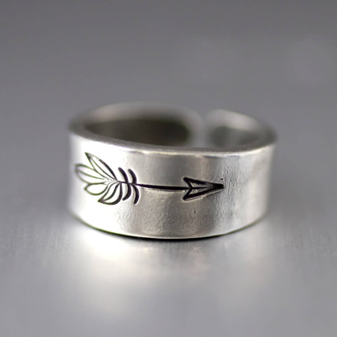 Sideways Arrow Band, Arrow Ring, Pewter Arrow Ring, Womens Band ...