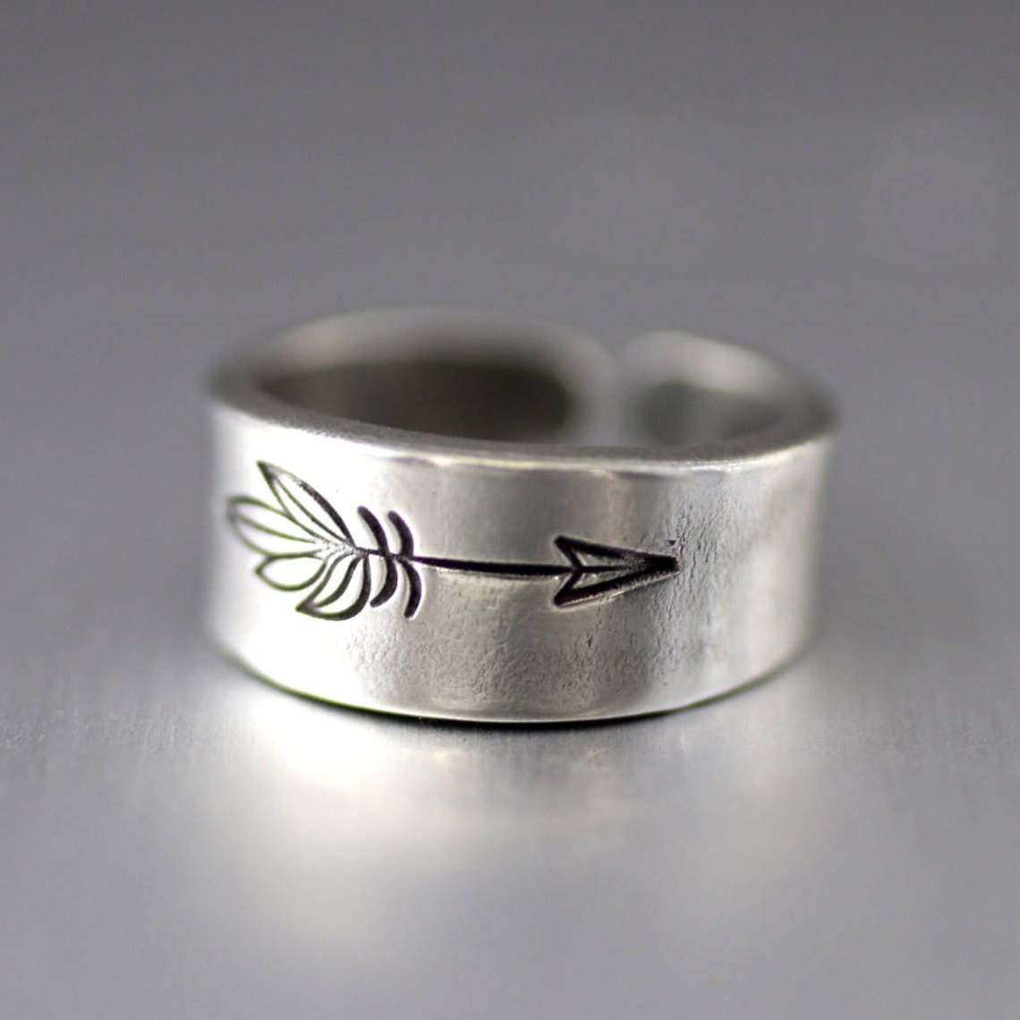 Sideways Arrow Band Arrow Ring Pewter Arrow Ring Womens - Etsy