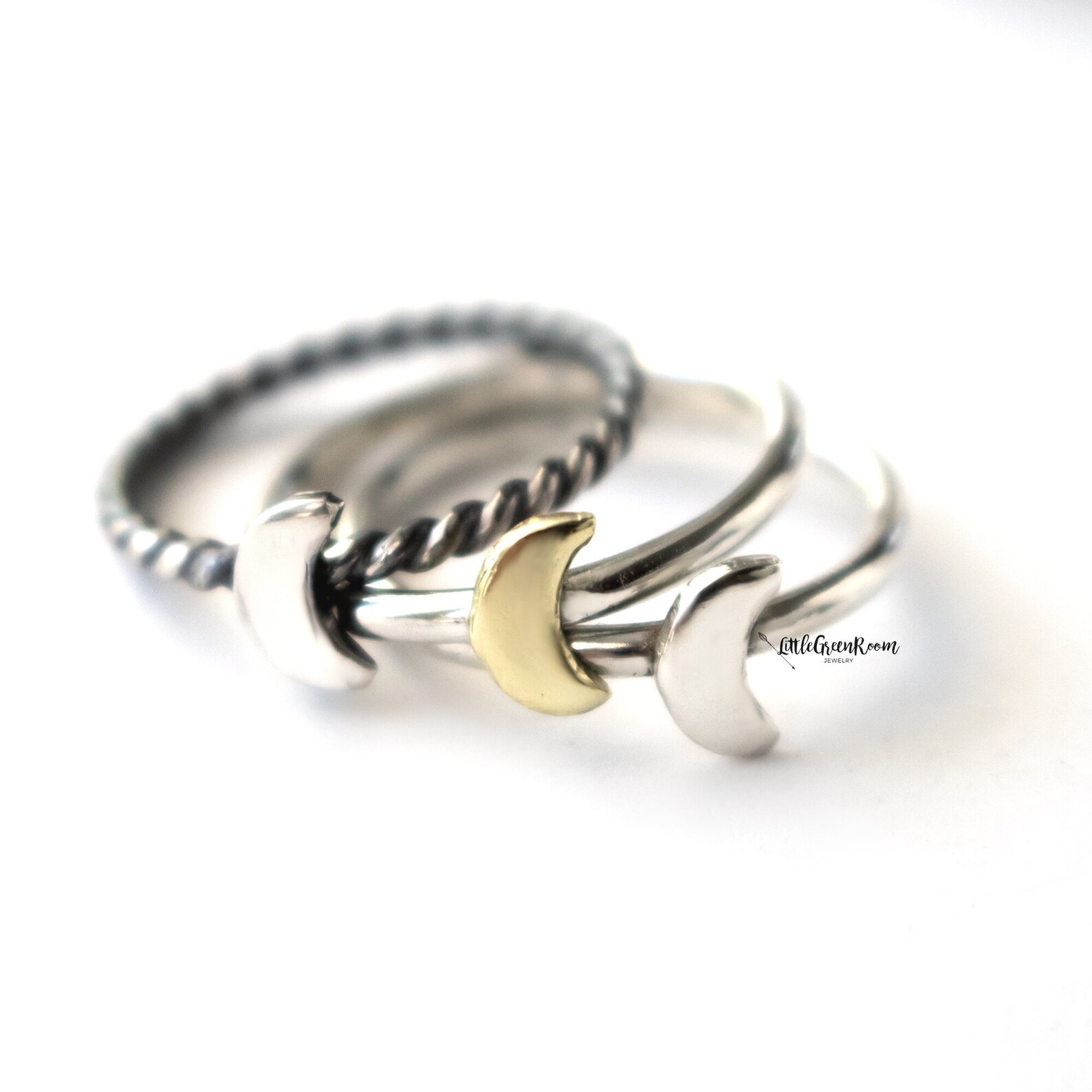 Sterling Moon Phases Ring Moon Stack Ring Moon Band Silver - Etsy