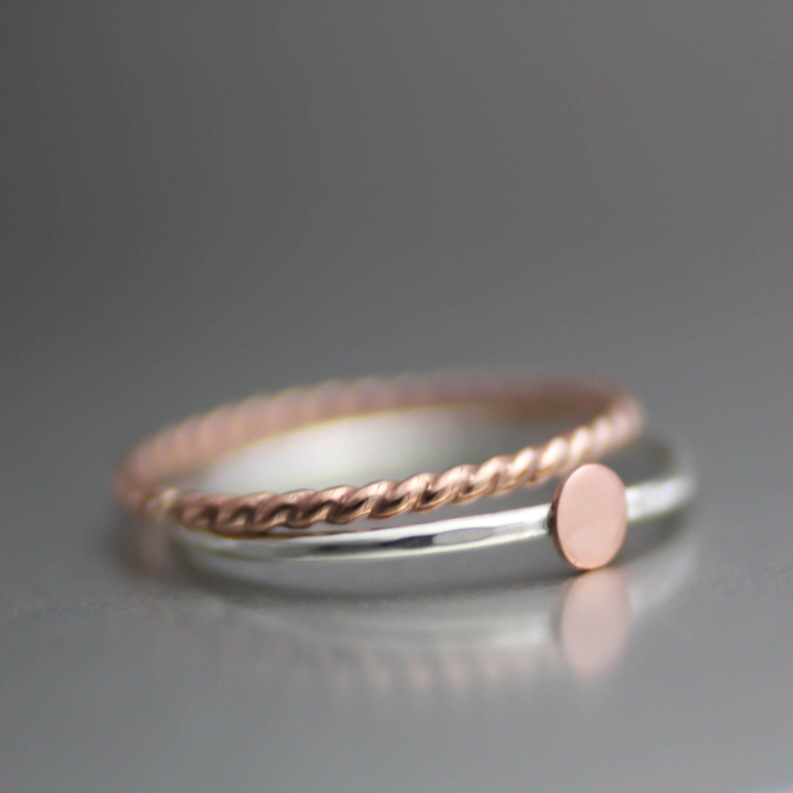 Rose Gold Stack Ring Pink Stack Ring Mod Dot Ring Sterling - Etsy