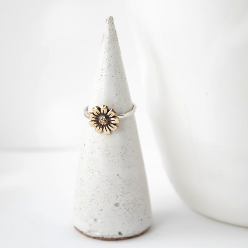 Mammoth Sunflower Ring Flower Ring Stack Ring Silver Stack - Etsy