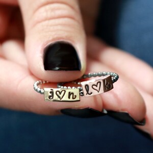 Sweetheart Love Ring, Custom Initial Rings, Valentines Day, Heart Ring ...