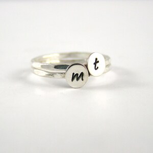 Stack Rings, Custom Initial Rings, Set of Two Sterling Silver Custom Letter Stack Bands - Etsy