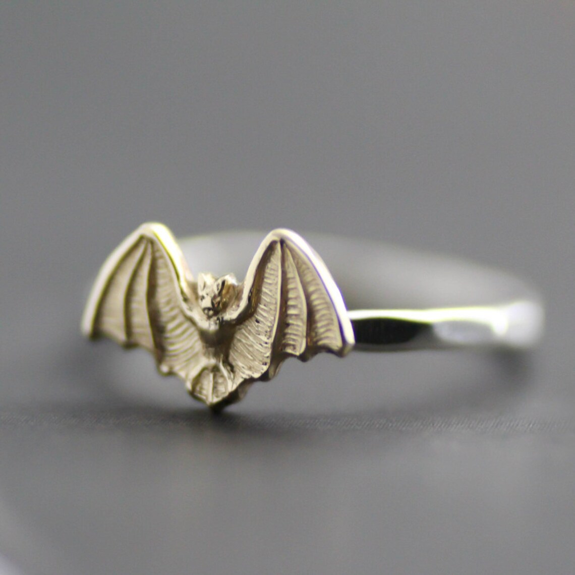 Bat Ring Sterling Stack Ring Hammered Ring Gold Bat Ring - Etsy