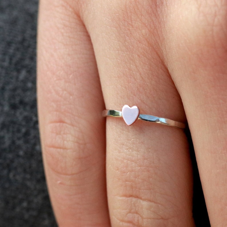 Copper Heart Stack Ring Stack Ring Sterling Silver Stack - Etsy